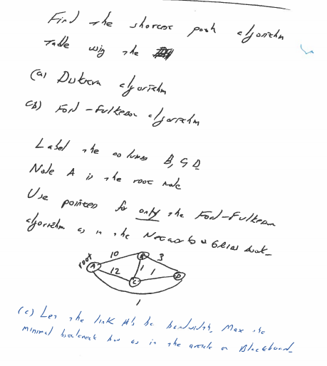 Solved Find The Shortest Path Algorithm Tables For The 0031