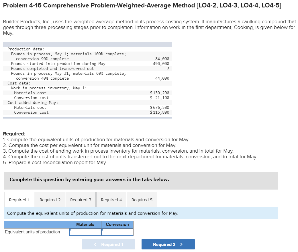 Solved Problem 4-16 Comprehensive Problem-Weighted-Average | Chegg.com
