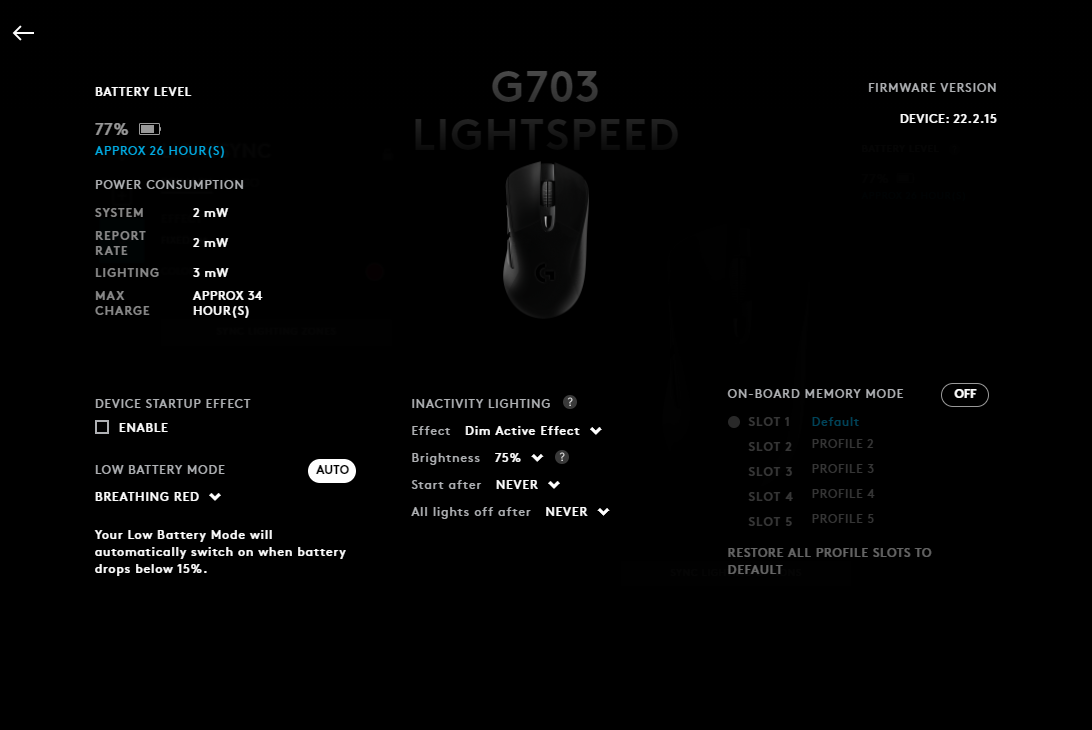G703 Inactivity lighting ignores my settings in GHub : r/LogitechG