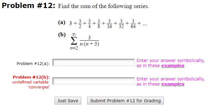 Solved Problem #12: Find the sum of the following series. | Chegg.com