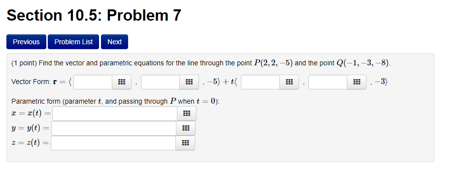 Solved Section 10.5: Problem 7 PreviouS Problem List Next 1 | Chegg.com