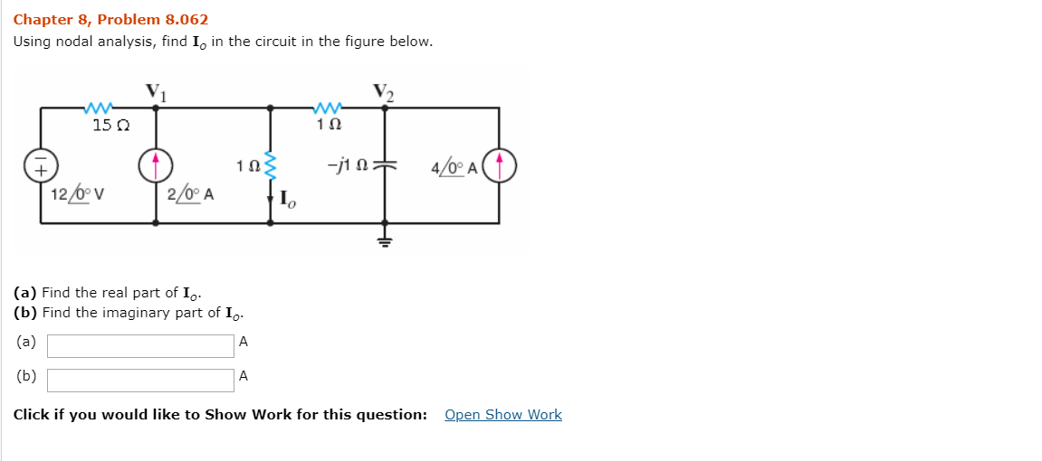 Solved Chapter 8, Problem 8.062 Using nodal analysis, find | Chegg.com