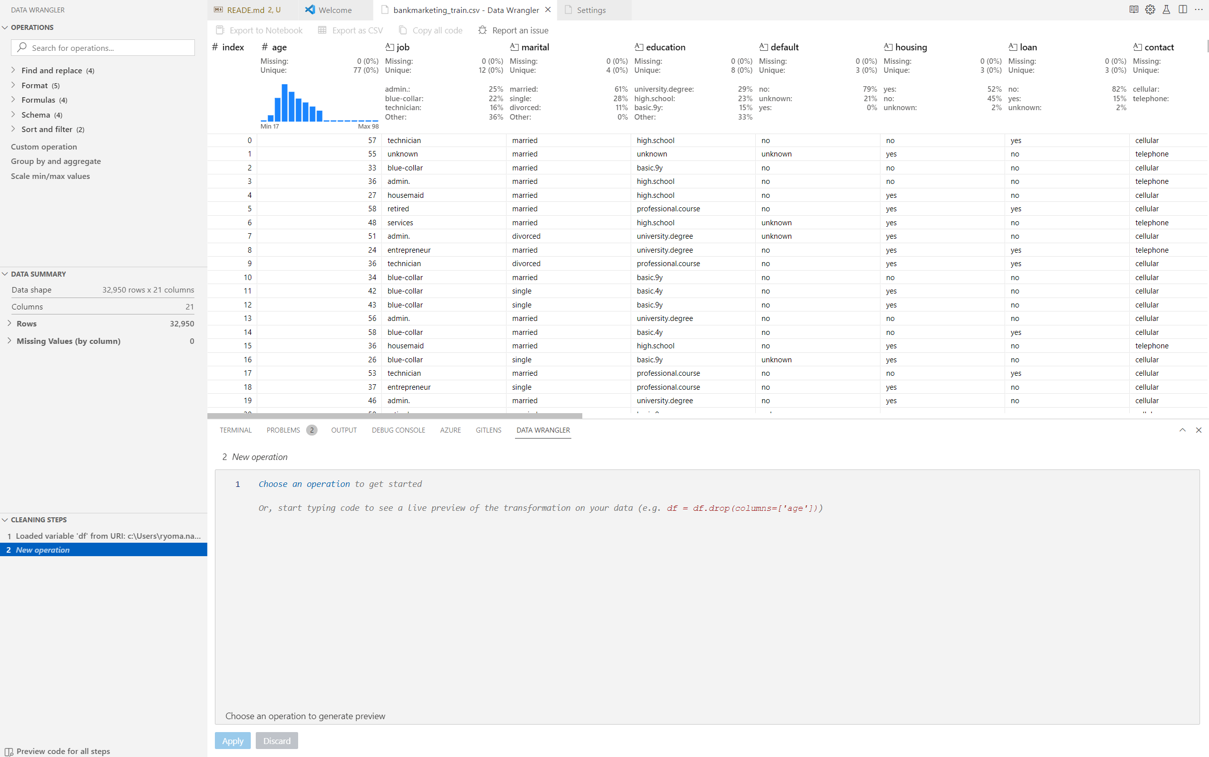 Data Wrangler for VSCode を試してみる #pandas - Qiita