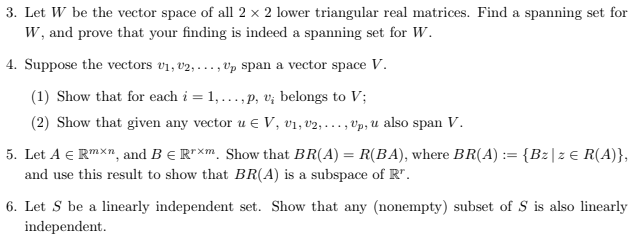 Solved 3. Let W be the vector space of all 2 x 2 lower | Chegg.com