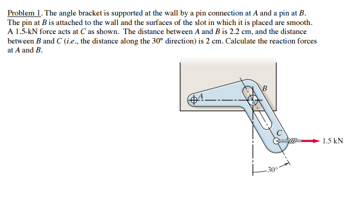 Solved The angle bracket is supported at the wall by a pin | Chegg.com