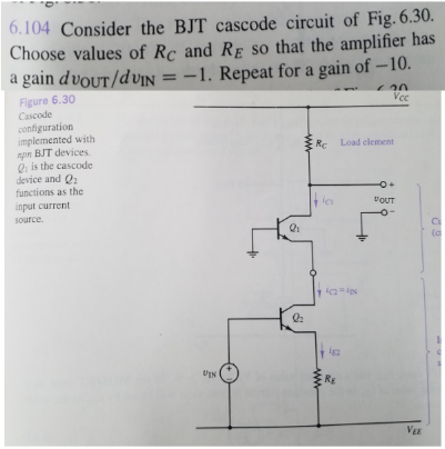 Solved 6.104 Consider the BJT cascode circuit of Fig. 6.30 | Chegg.com