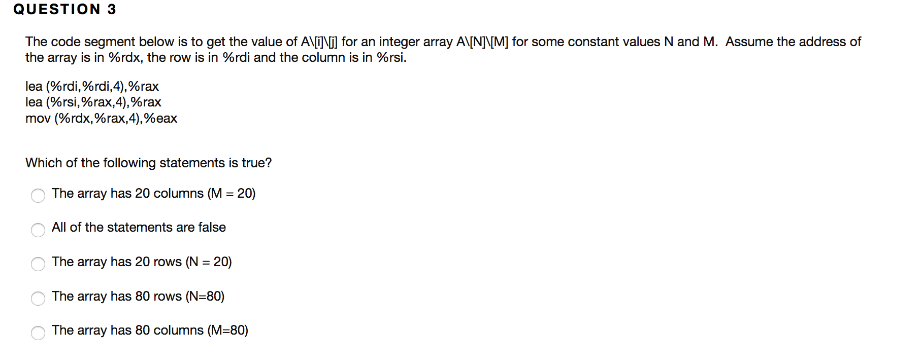 Solved Question 3 The Code Segment Below Is To Get The Value