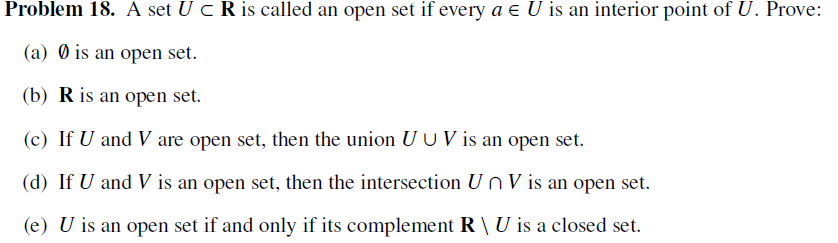 Solved Problem 18 A Set U C R Is Called An Open Set If 5112