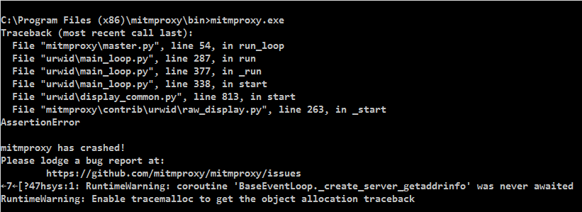 start up mitmproxy error · Issue #4753 · mitmproxy/mitmproxy · GitHub