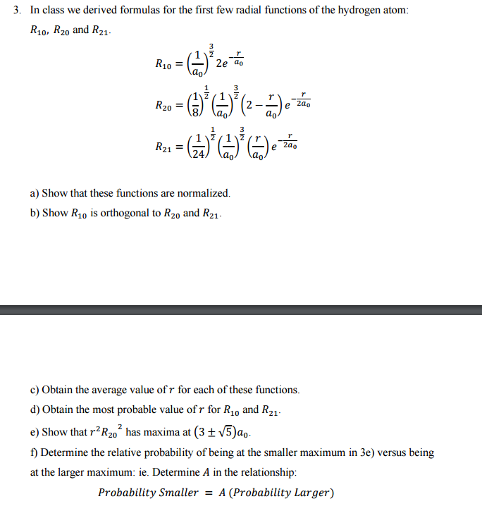 Solved In class we derived formulas for the first few radial | Chegg.com