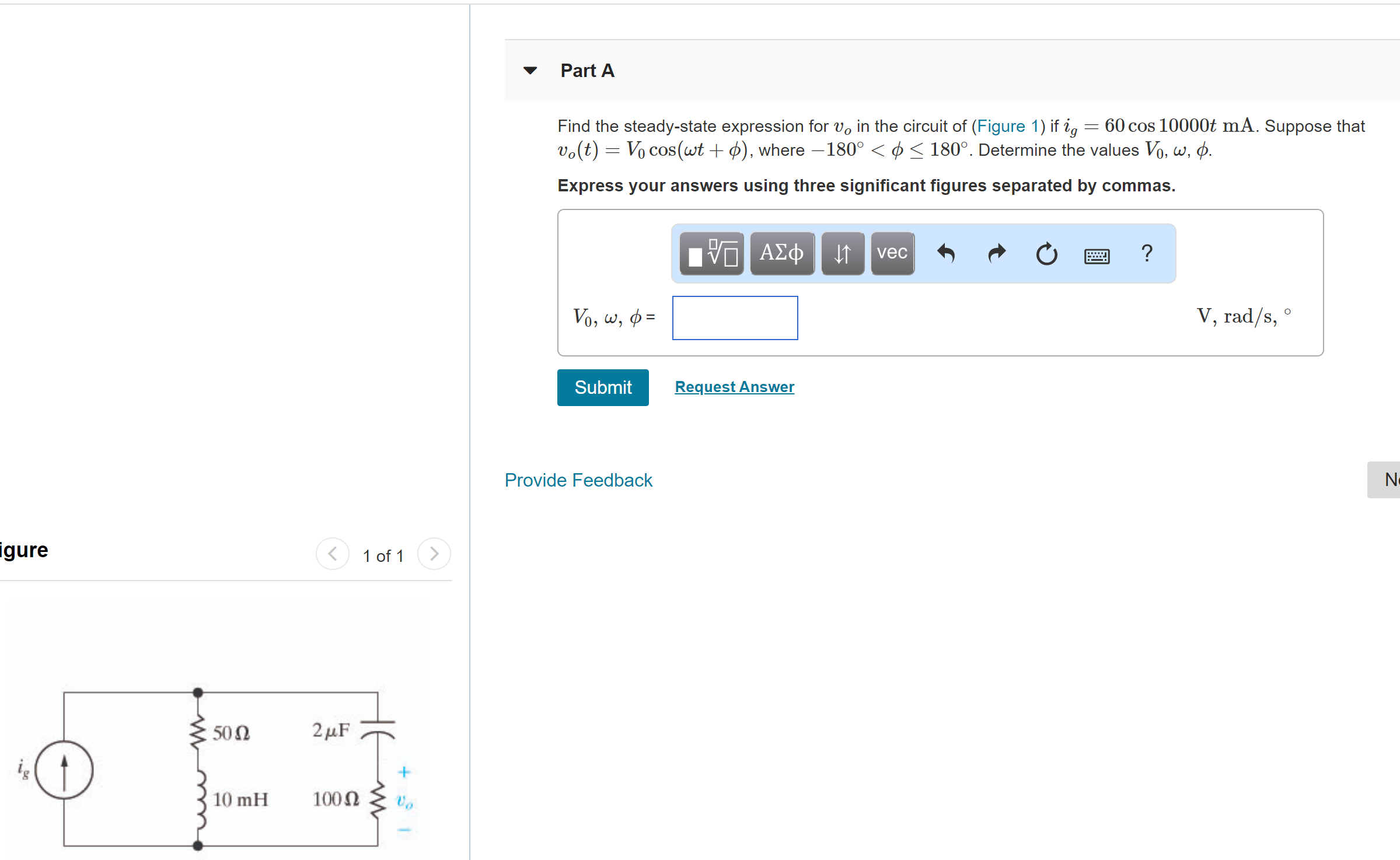 Solved Part A Find the steady-state expression for Uo in the | Chegg.com