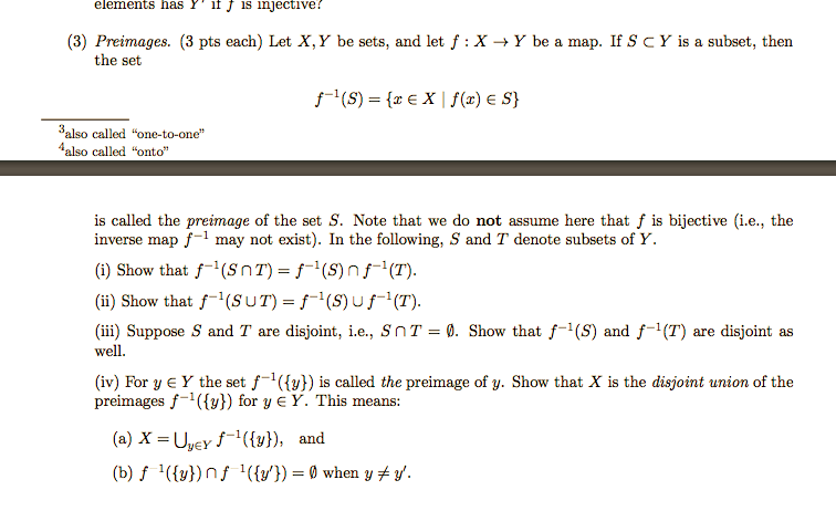 Solved elements nas iIJ is injective (3) Preimages. (3 pts | Chegg.com
