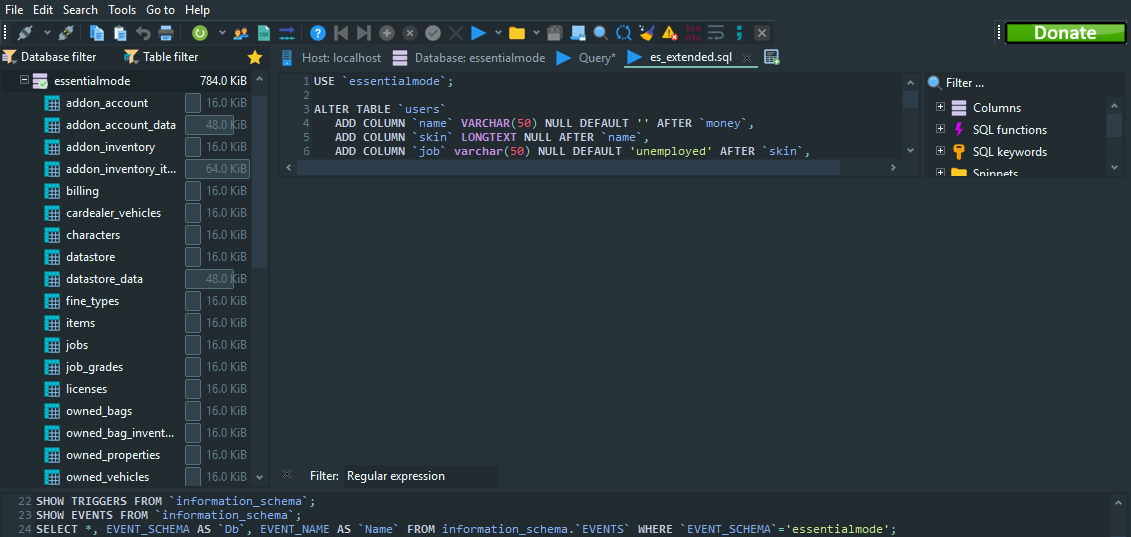 MYSQL Error user_inventory & found new resources - Discussion - Cfx.re ...