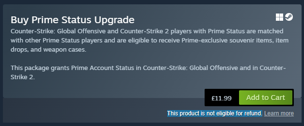 Prime status upgrade refund? : r/GlobalOffensive