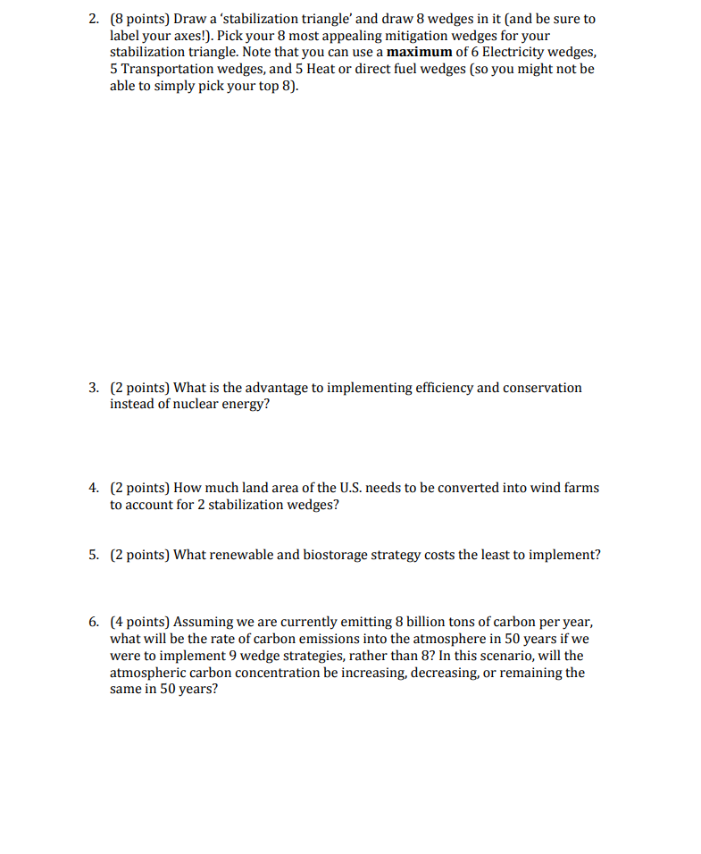 Stabilization Wedges - 15 Ways to Cut Carbon | Chegg.com