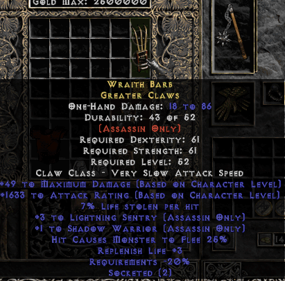 Wraith Barb Greater Claws 2 Soc - Topic - d2jsp