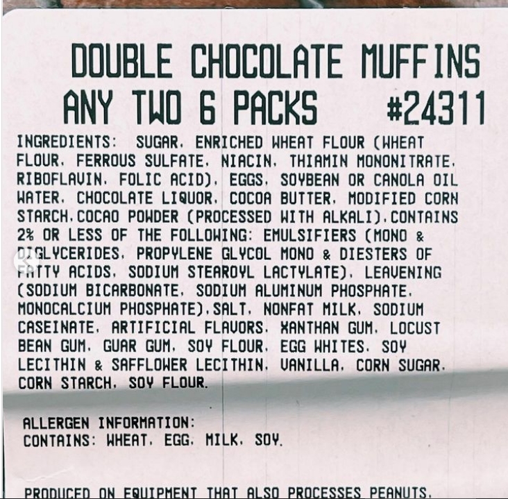 Urgent: double chocolate muffin label : r/Costco