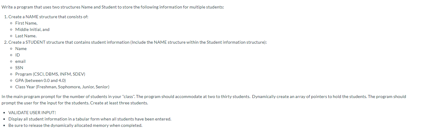 Solved Write A Program That Uses Two Structures Name And