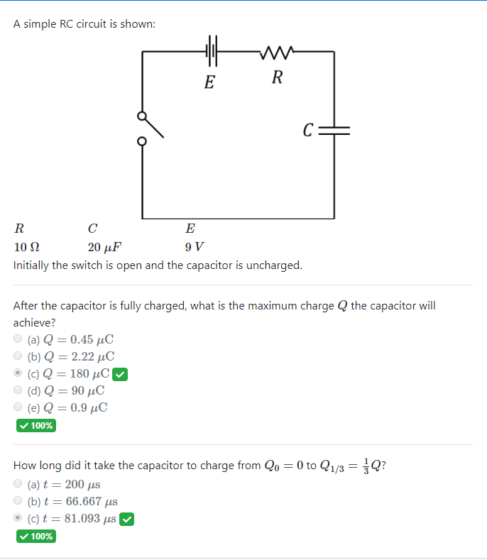 Solved A simple RC circuit is shown: 1012 Initially the | Chegg.com