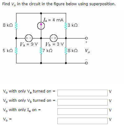 Solved Find Vo in the circuit in the figure below using | Chegg.com