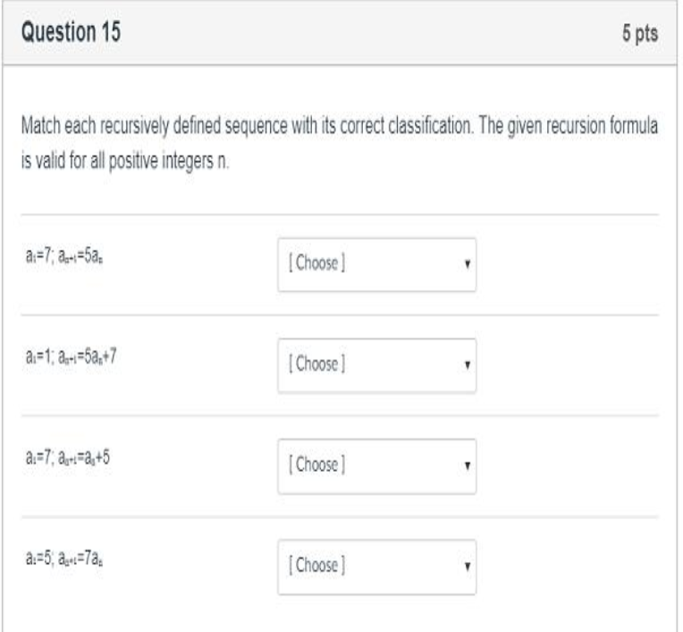 Solved ion 15 5 Pts Match Each Recursively Defined Chegg