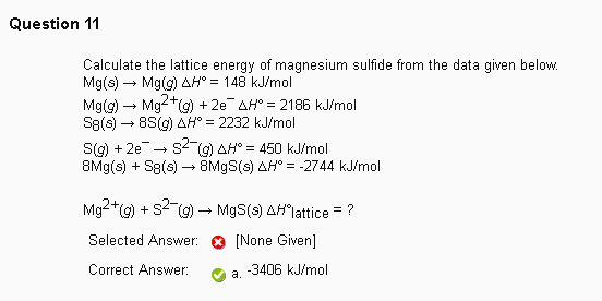 Solved Calculate the lattice energy of magnesium sulfide | Chegg.com