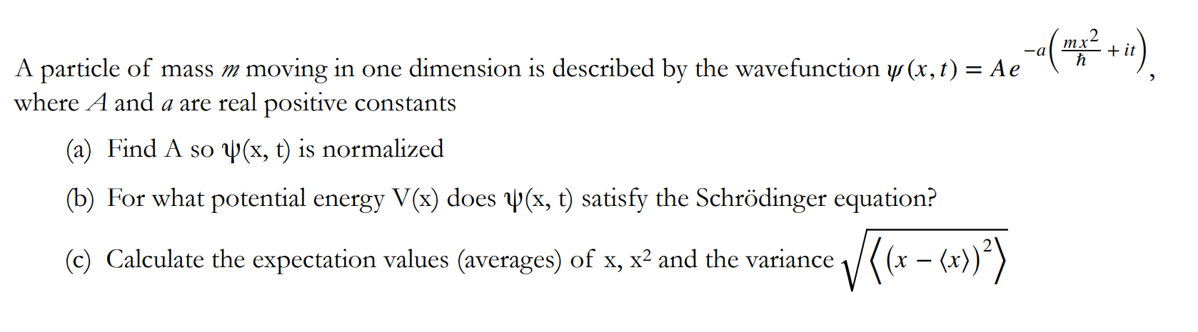 Solved Mx It A Particle Of Mass M Moving In One Dimension