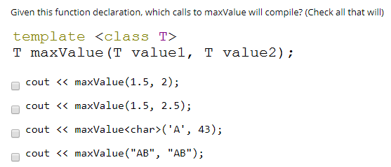 Solved Given this function declaration, which calls to | Chegg.com