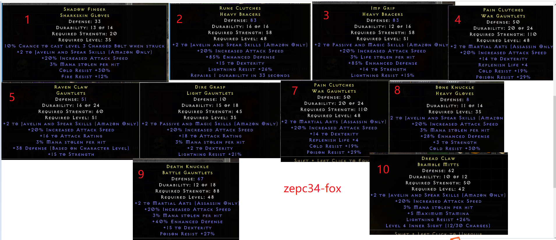 Xh23 Rare Gloves Pack - Topic - d2jsp