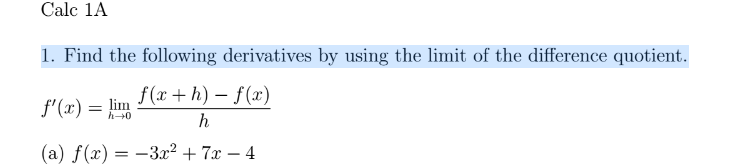 Solved: Find The Following Derivatives By Using The Limit ... | Chegg.com Solved: Find The Following Derivatives By Using The Limit ... | Chegg.com