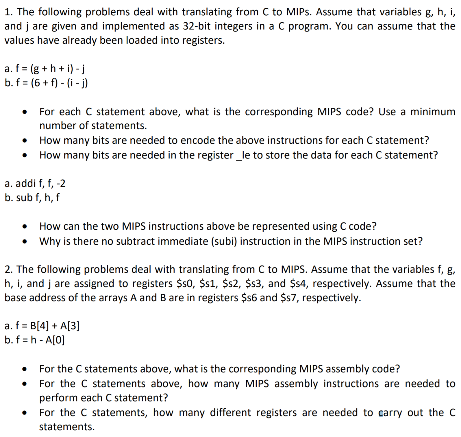 Solved 1. The following problems deal with translating from | Chegg.com