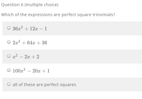 Solved which of the expressions are perfect square | Chegg.com