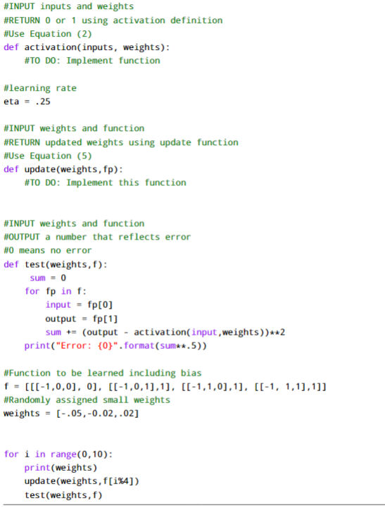 We discussed the perceptron in class. Here is the | Chegg.com