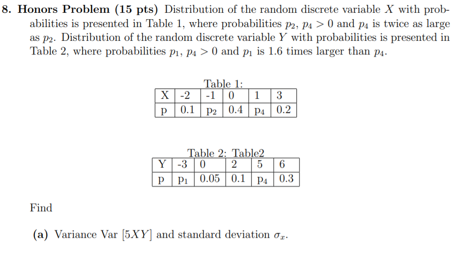 Solved 8. Honors Problem (15 pts) Distribution of the random | Chegg.com Solved 8. Honors Problem (15 pts) Distribution of the random | Chegg.com