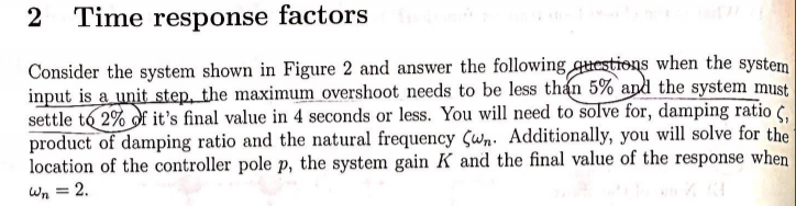 2 Time response factors Consider the system shown in | Chegg.com