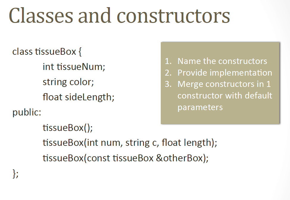Solved Classes and constructors class tissueBox { int | Chegg.com