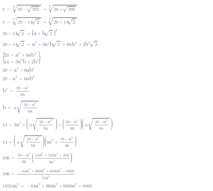 Simplifying real roots from cubic formula : r/learnmath