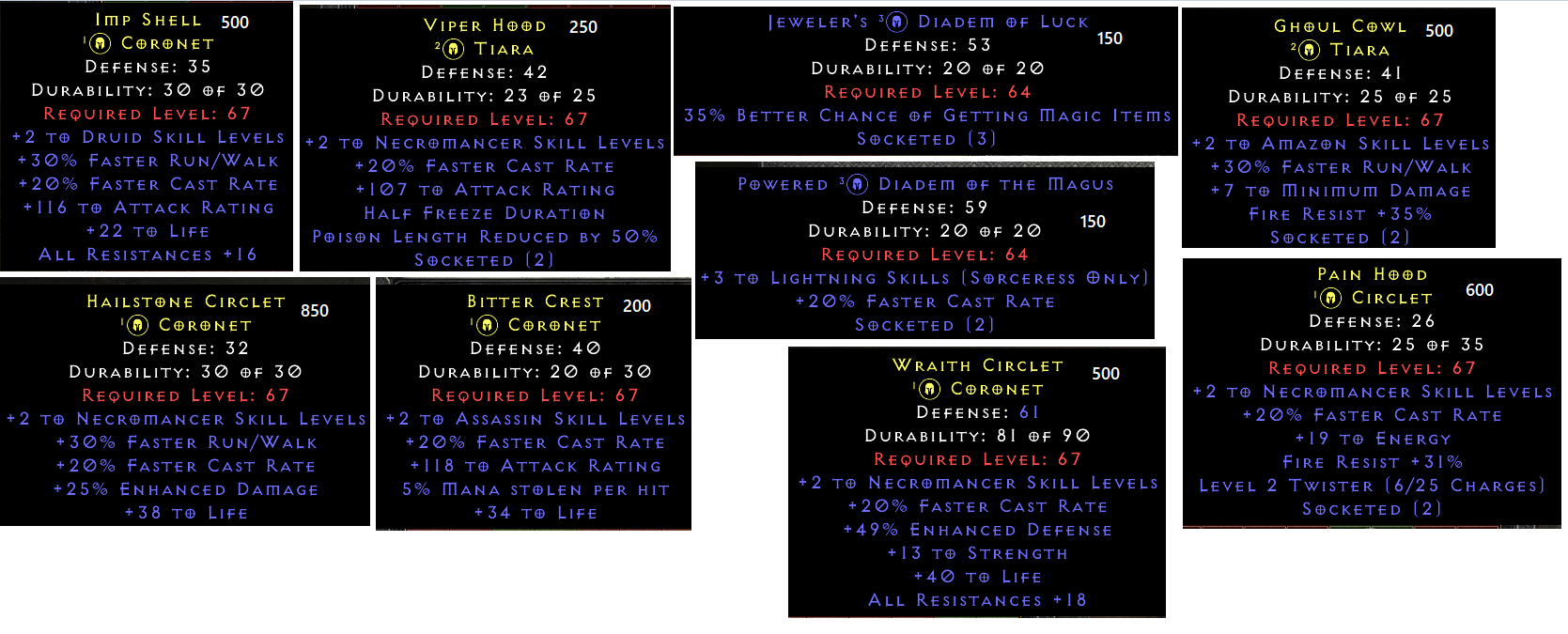 = Circlets For Sale = - Topic - d2jsp