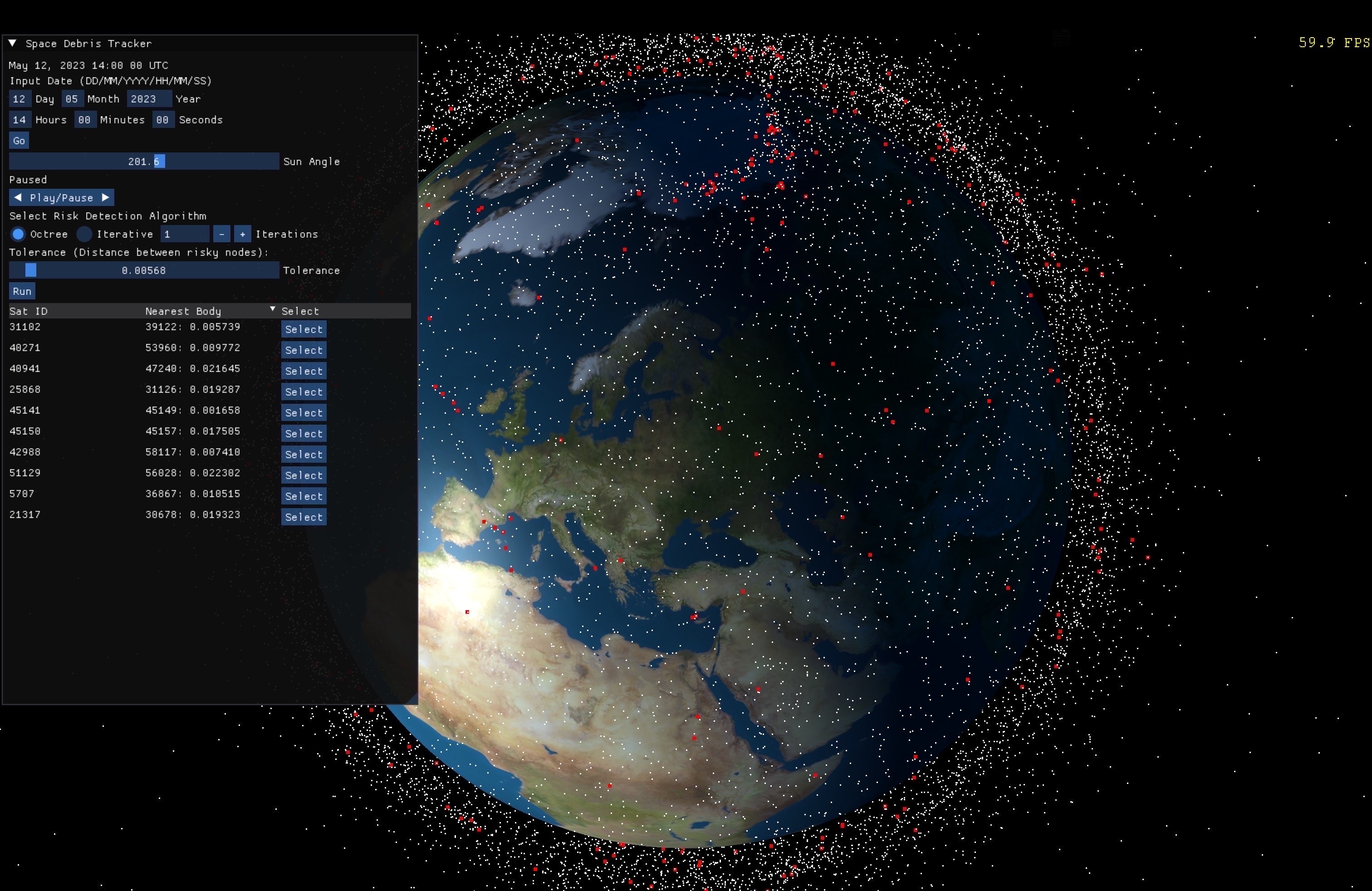 GitHub - owen-bw/Space-Debris-Tracker: Convert TLE format debris data to real-time positions of ...