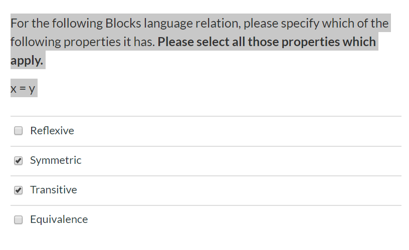 Solved For the following Blocks language relation, please | Chegg.com