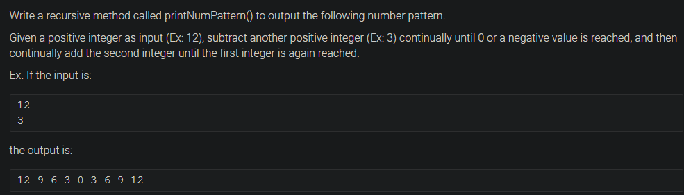Solved Write A Recursive Method Called Print Numpattern To 0409