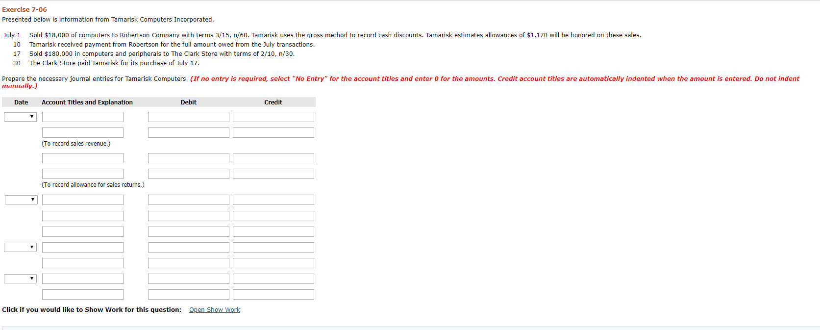 Solved Exercise 7-06 Presented below is information from | Chegg.com