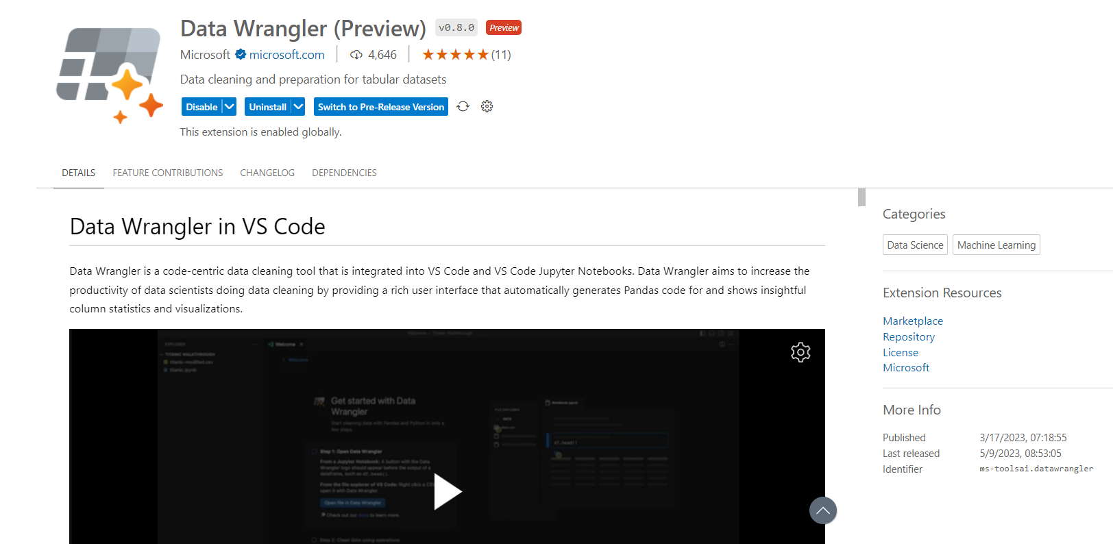 Data Wrangler for VSCode を試してみる #pandas - Qiita