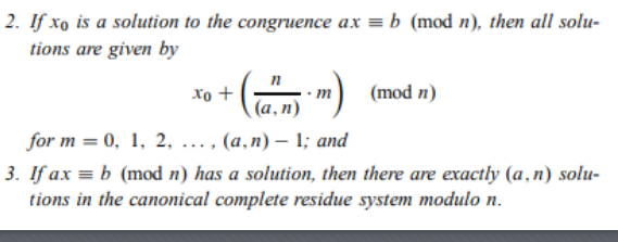 Solved 2. Ifxo is a solution to the congruence ax = b (mod | Chegg.com