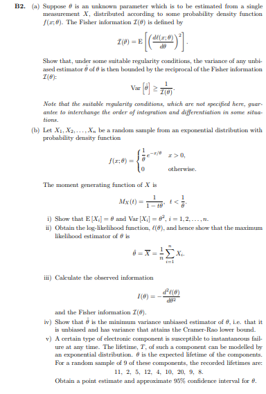 Solved B2. (a) Suppose is an unknown parameter which is to | Chegg.com