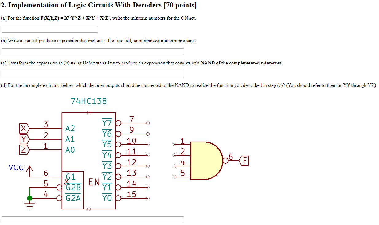 Solved 2. Implementation of Logic Circuits With Decoders [70 | Chegg.com
