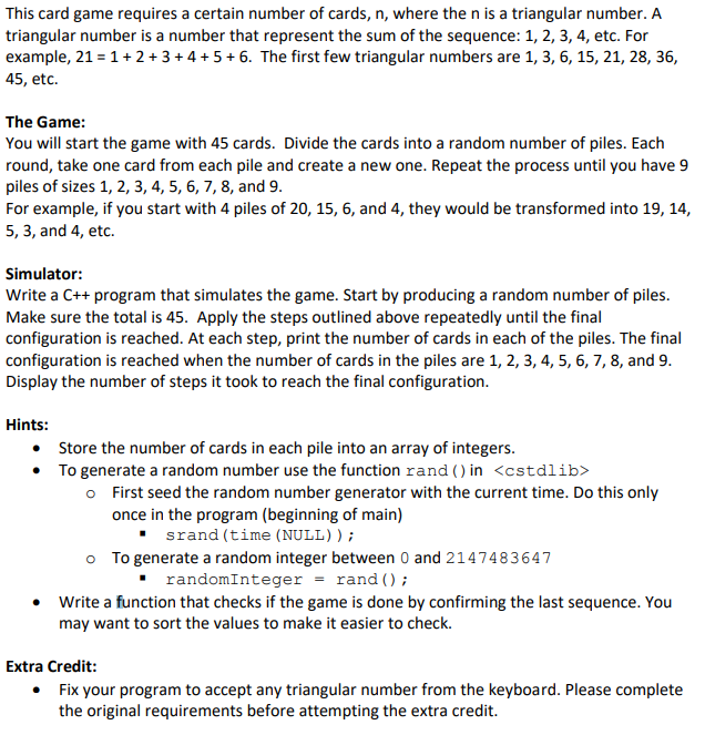 This card game requires a certain number of cards, n, | Chegg.com