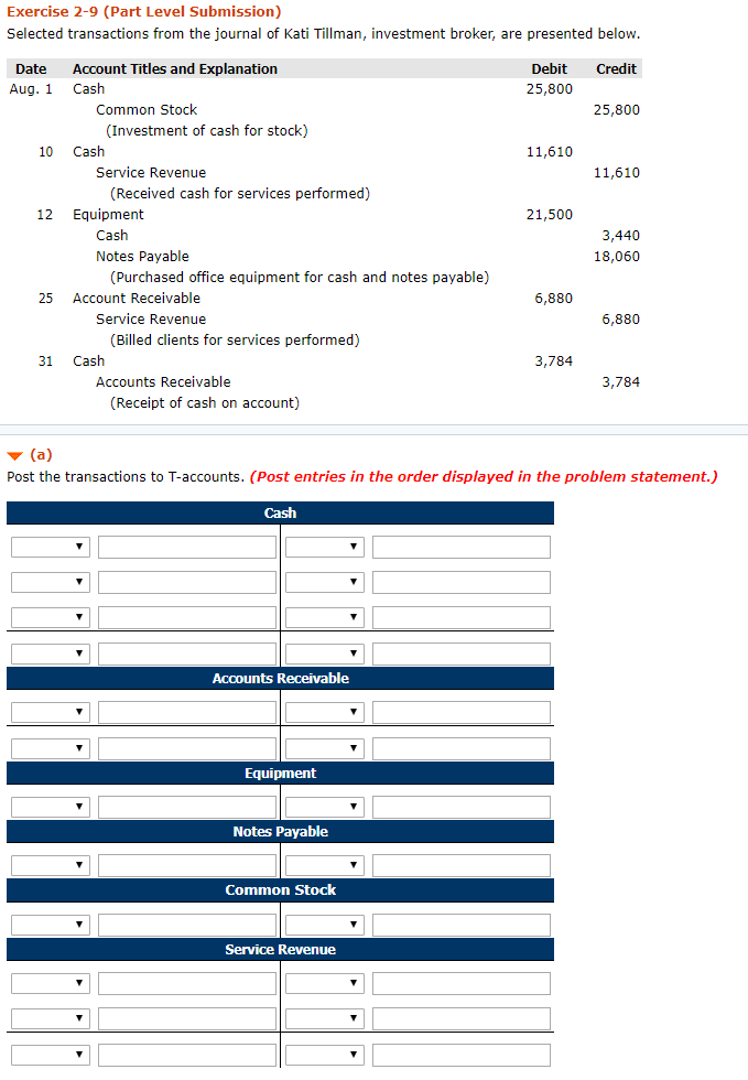 Solved Exercise 2-9 (Part Level Submission) Selected | Chegg.com