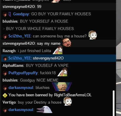 Thanks RTBA. I can't chat just because you don't like me. :( : r/Destiny