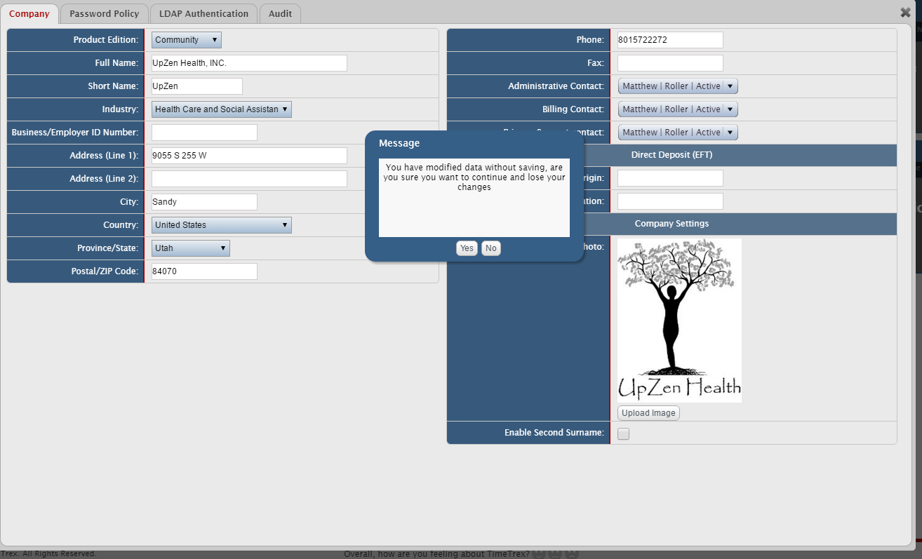 After adding company information there is no way to save it · Issue #34 · maestrano/timetrex ...